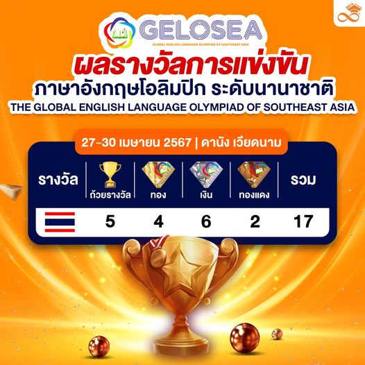 สรุปผลรางวัลการแข่งขัน GELOSEA ภาษาอังกฤษโอลิมปิก ระดับนานาชาติ 🇹🇭 - META Knowledge ศูนย์รวมสนาม ...